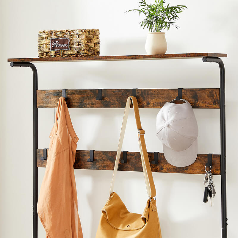 Coat Rack VASAGLE , Hallway Cabinet, With Top Board, Shoe Rack, Bench ...